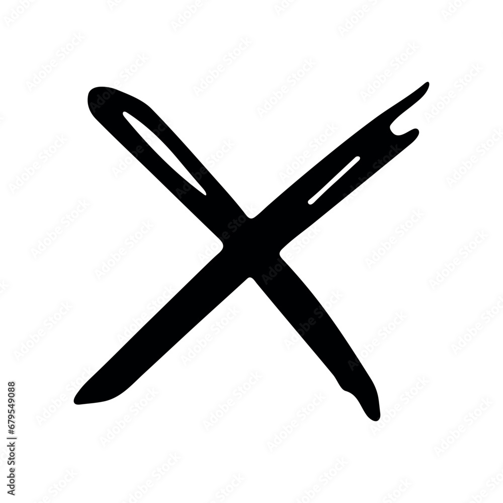 Hand drawn cross mark illustration. Marker wrong sign clipart. Ink ...