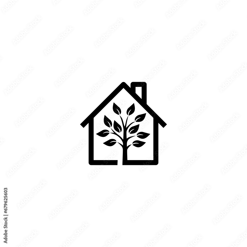 House with tree logo icon isolated on transparent background Stock ...