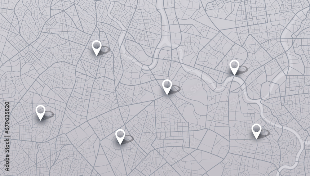 Vektor Gps tracking map, streets and blocks, route. Track navigation ...