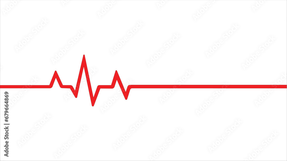 heart beat on ecg. Red heartbeat line icon. vector illustration. Pulse ...