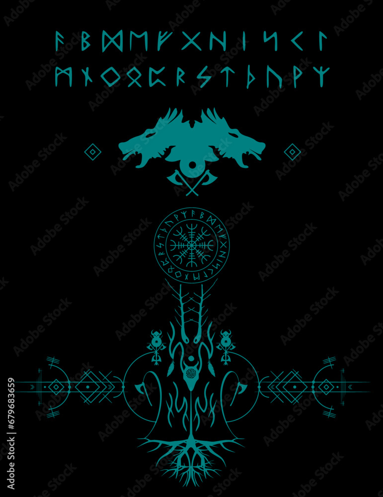 Poster, Plakat: Wikinger Runen, Wurzeln und Symbole - Ornamente und ...