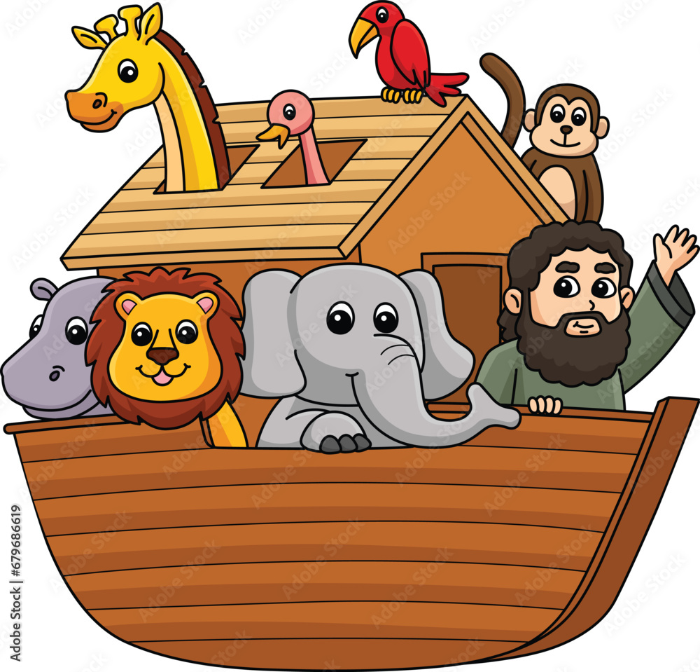 Noahs Ark Cartoon Colored Clipart Illustration Stock Vector | Adobe Stock