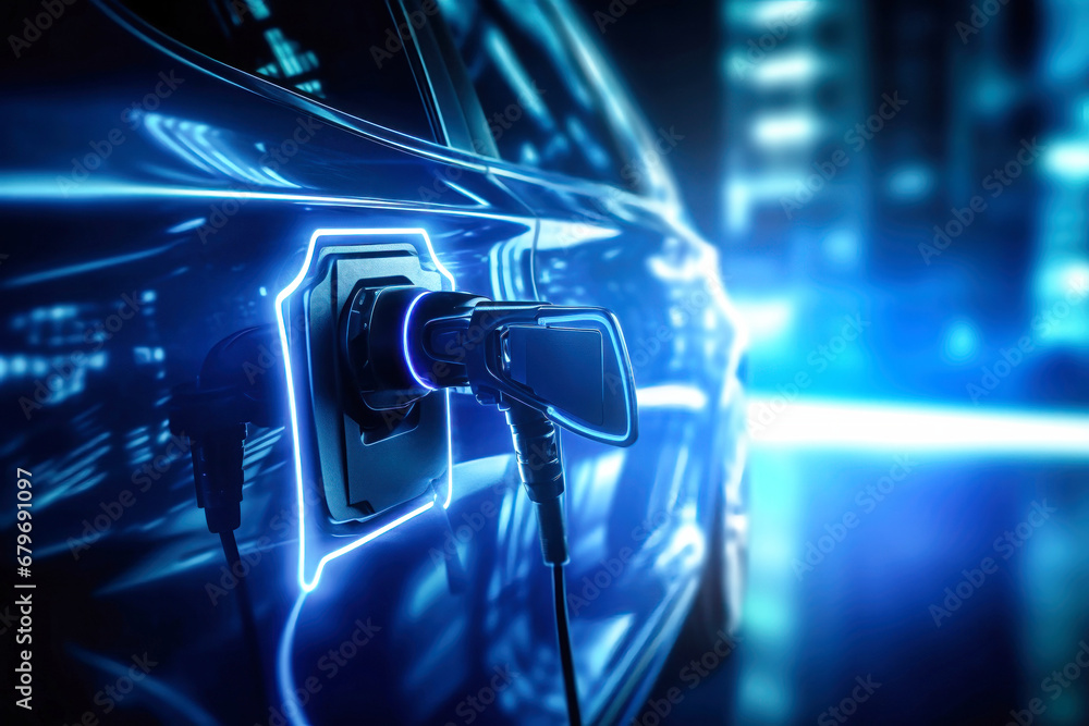 Foto Energy entering an electric car. Lightning. Green energy. The ...