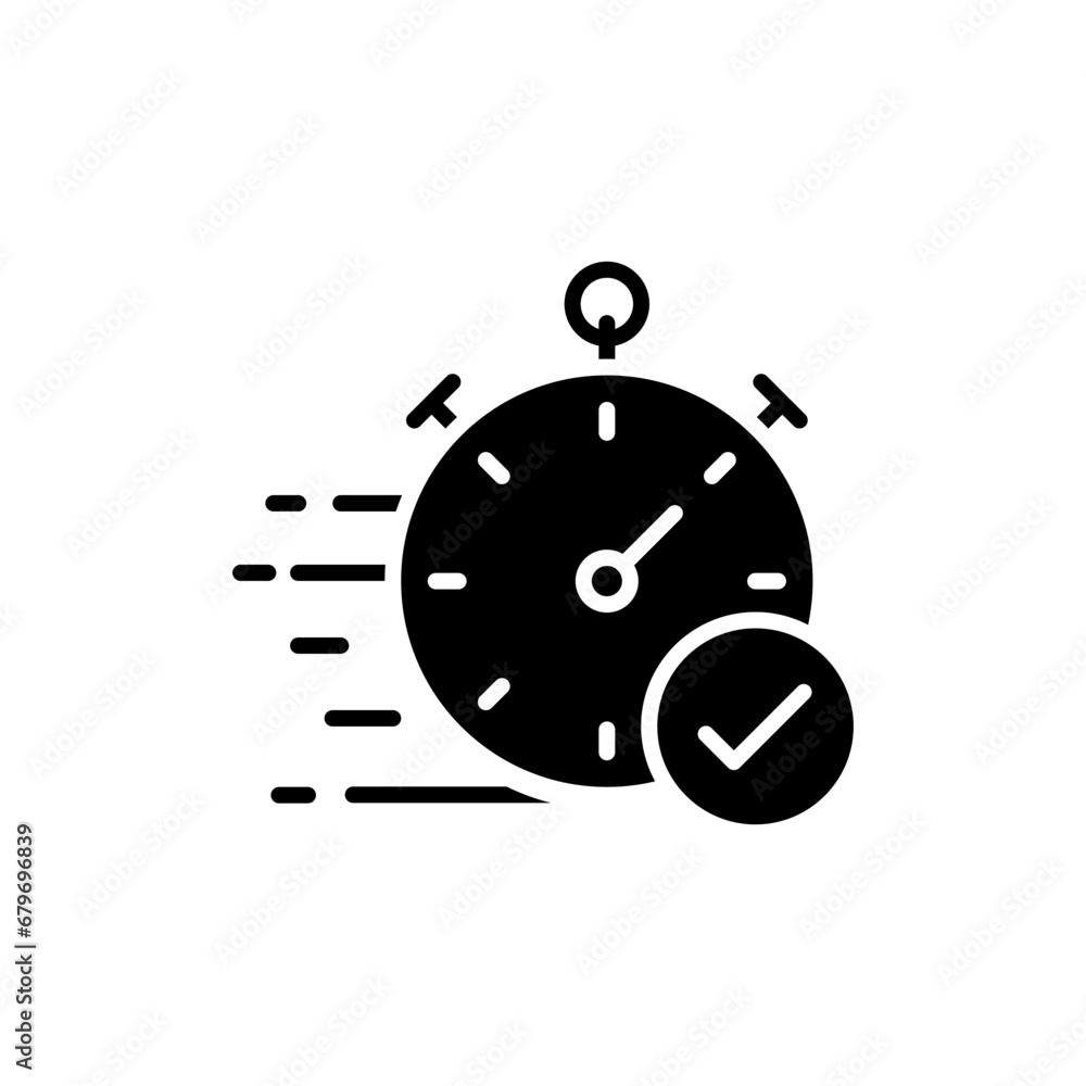 Quick approval icon. Simple solid style. Stopwatch, clock, quick ...