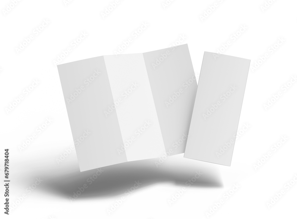 Blank Z-fold letter mockup brochure on transparent background. 3d ...