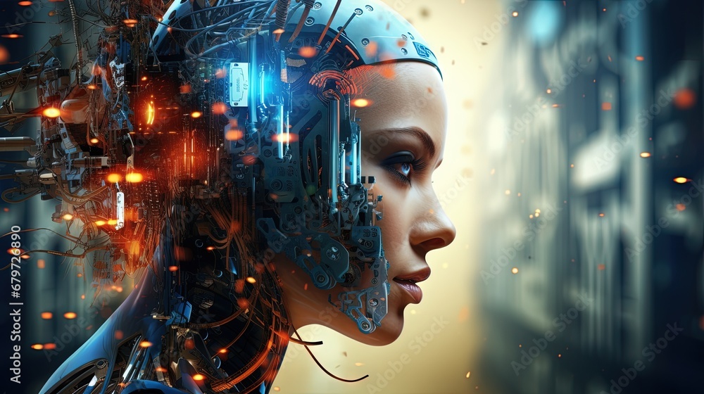 Artificial Intelligence - 3d art image. Technology, augmented reality ...