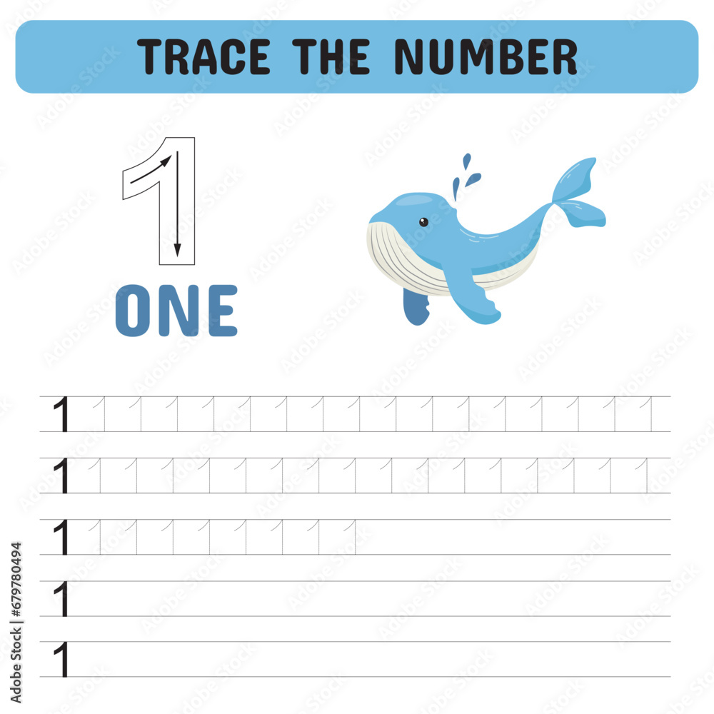 Trace the number . Tracing number 1 worksheet for kindergarten ...