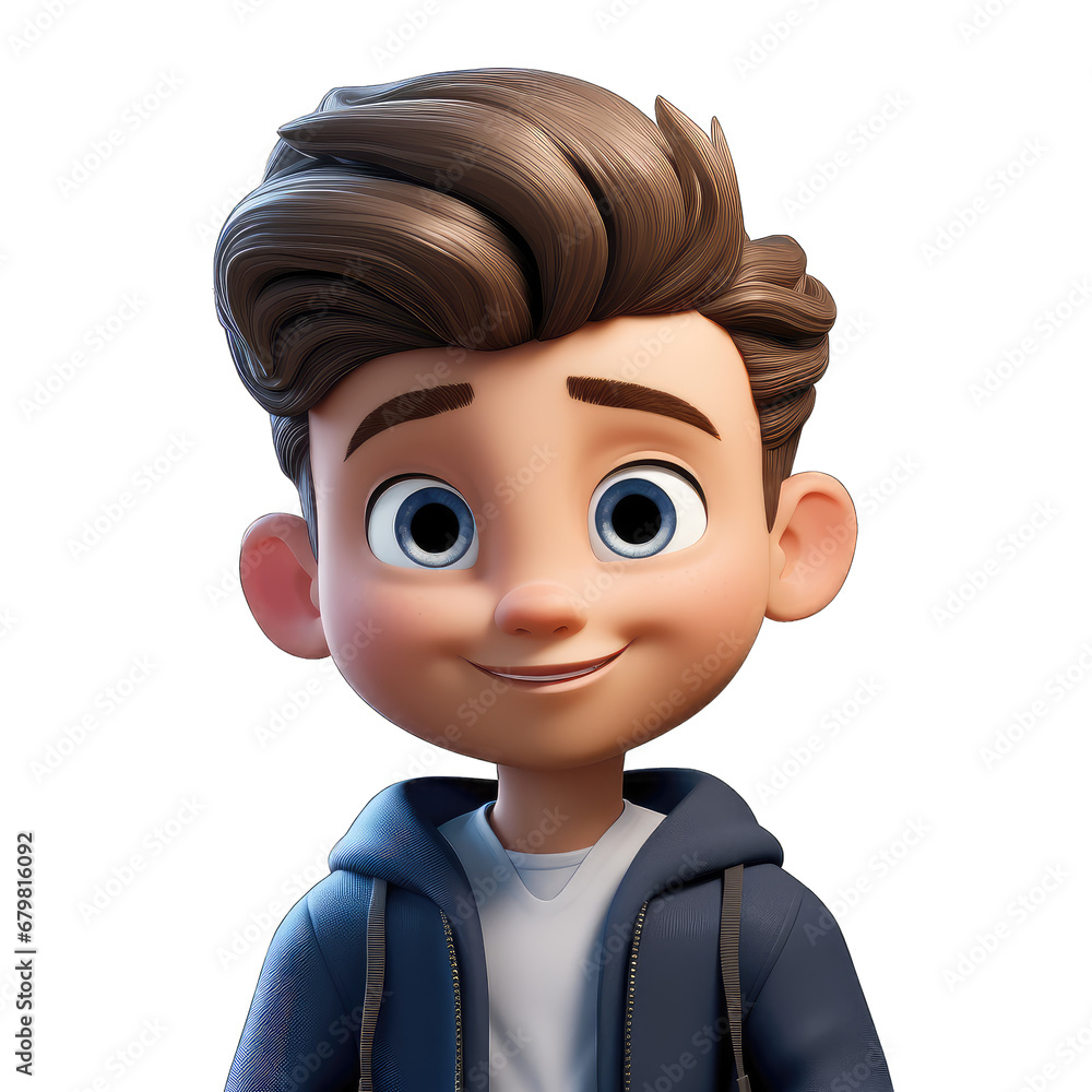 Memoji beautiful smiling child boy isolated on transparent and white ...