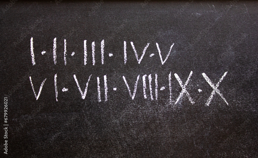 Roman numerals inscription in chalk on a blackboard. Roman numerals ...