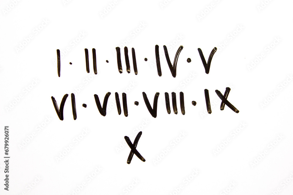 Roman numerals inscription with marker on a white board. Roman numerals ...