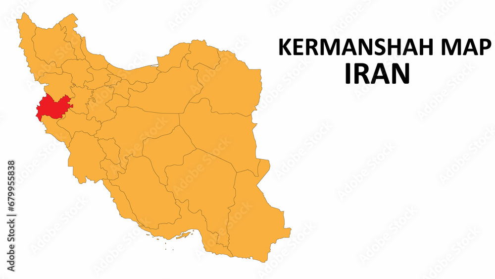 Iran Map. Kermanshah Map highlighted on the Iran map with detailed ...
