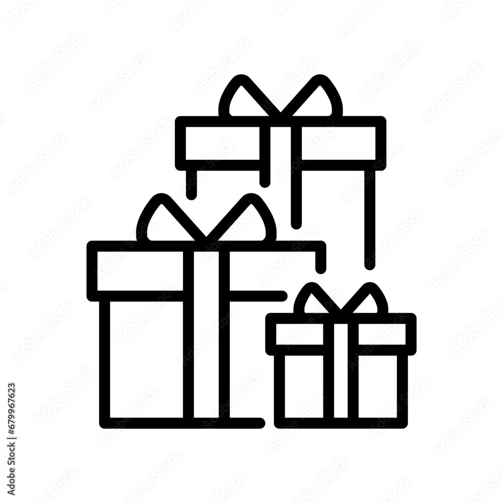 Black gift boxes mountain line icon, simple presents group flat design ...