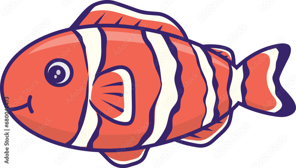 Anemone Clown fish mascot cartoon illustration isolated on transparent ...