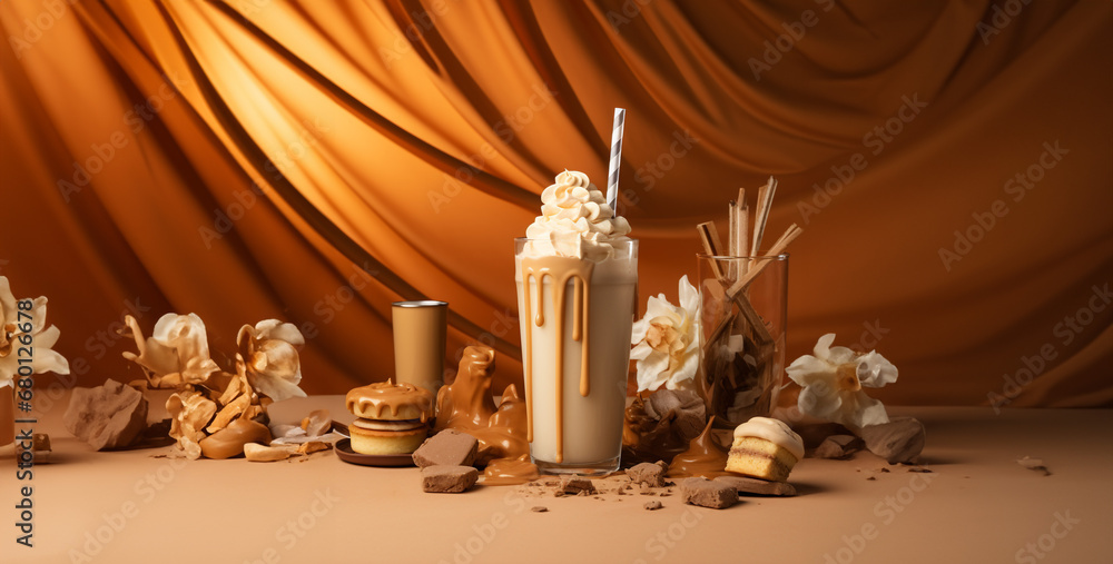 caramel milkshake photoshoot with multiple relevant, chocolate bar with ...