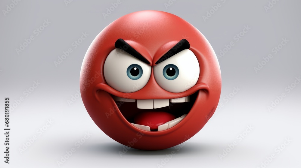 Angry Face Emoji. A red face with a frowning mouth and eyes and ...