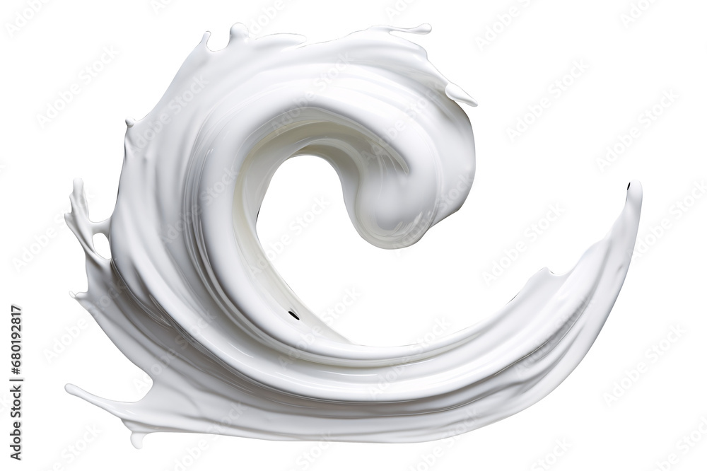 twisted and swirl whole milk splash isolated on a transparent ...