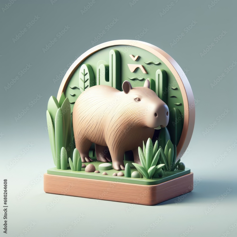 Capybara 3D version for digital animation in resin modeling, Capybara on 3D platform Stock ...