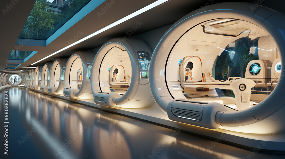 Medical technology with robotic assisted surgery in operating room with ...