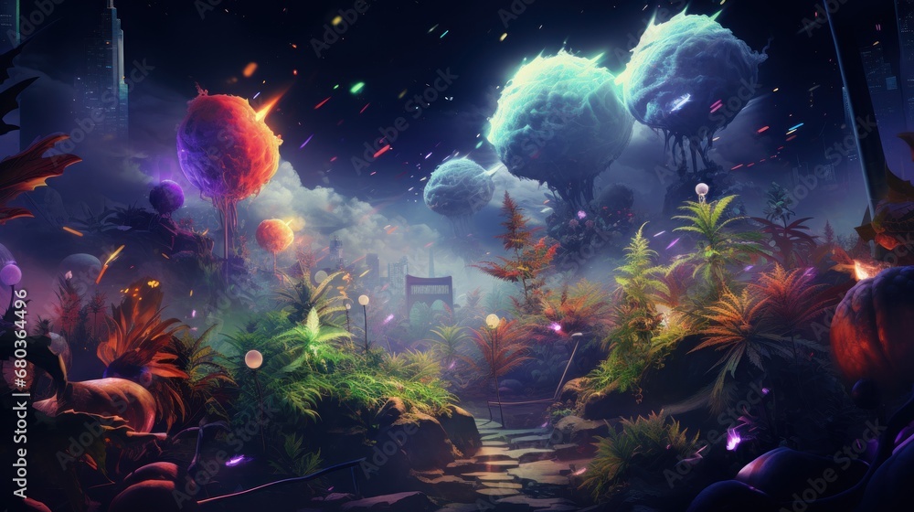 fantasy world background wallpaper ai generated Stock Illustration ...