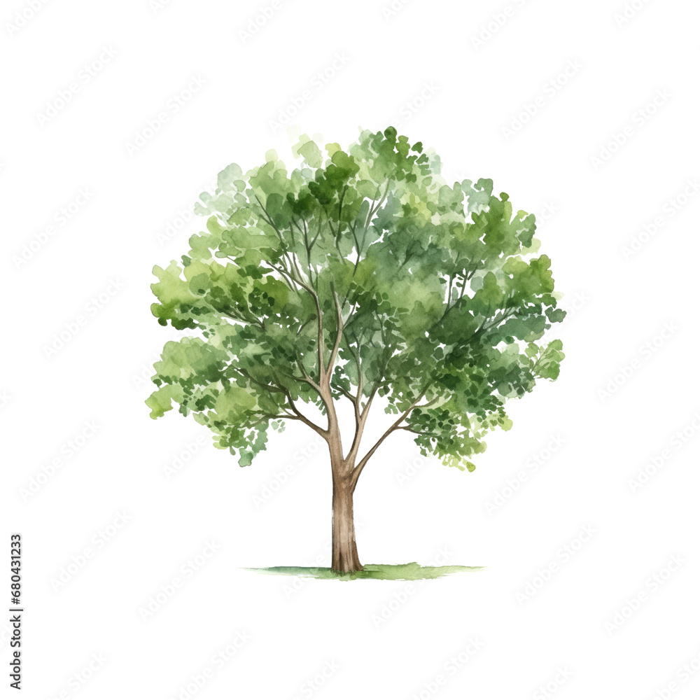 Tree watercolor clipart crop picture use Set of hand drawn trees ...