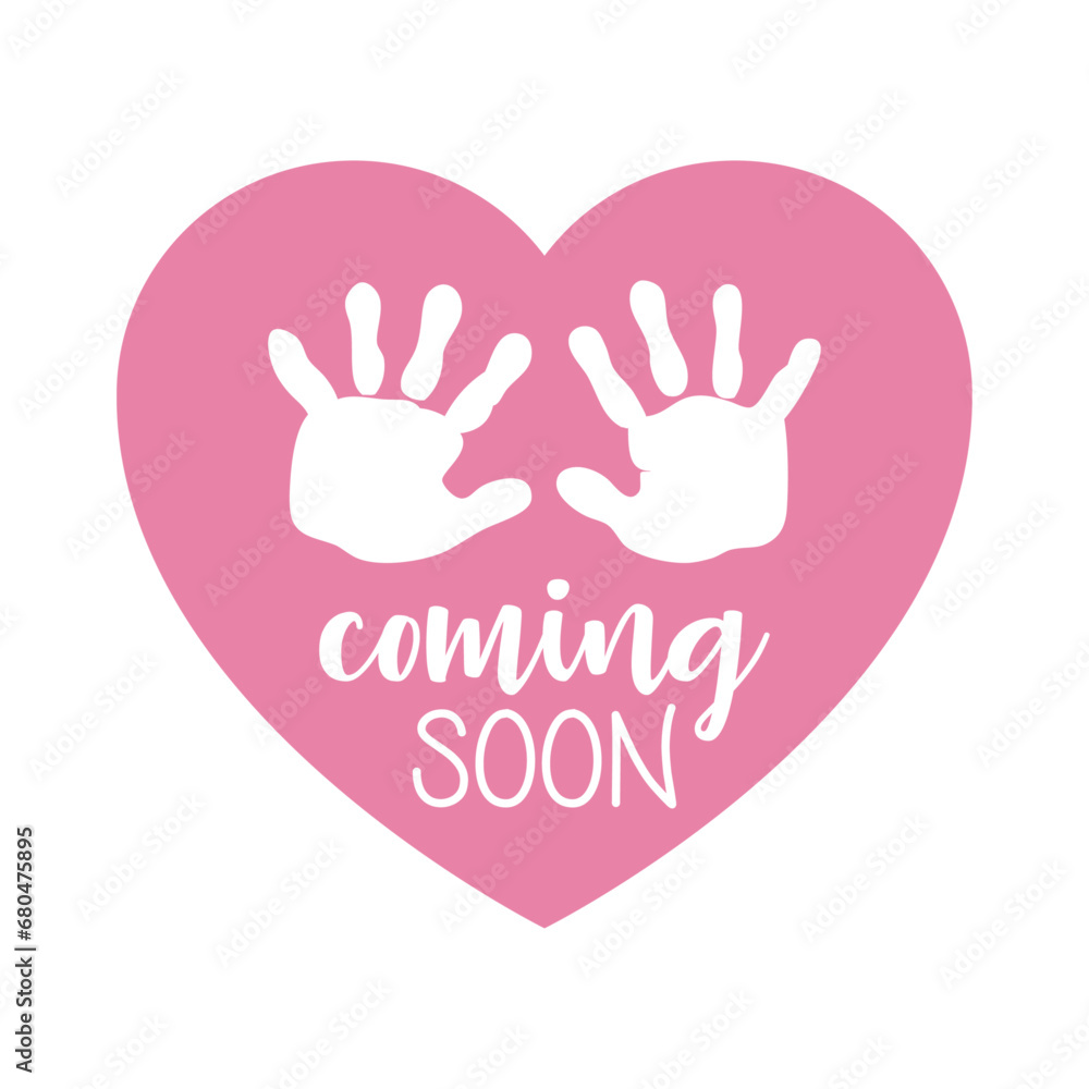 Vector de Stock Anuncio de llegada de bebé niña. Palmas de niña. Letras ...