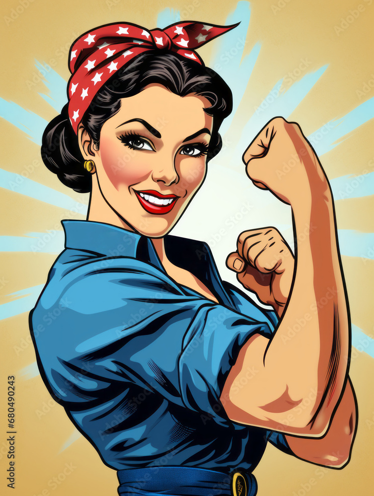 We Can Do It. Girl power advertising poster. Pop art, woman showing her ...