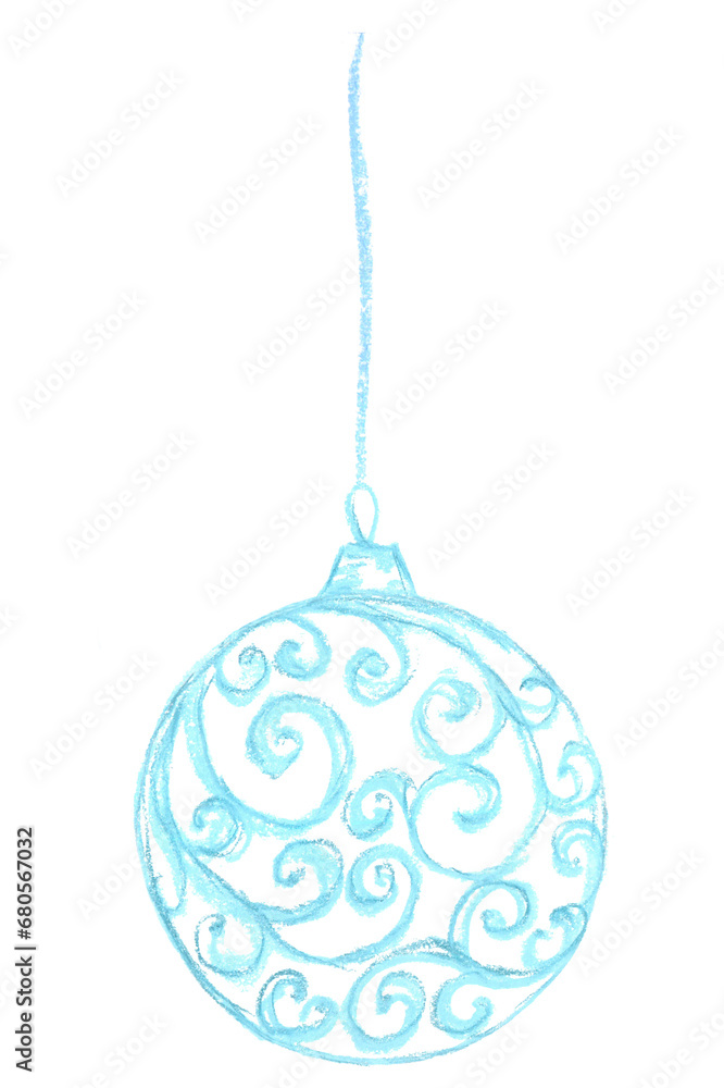 Pastel chalk sketch illustration of blue filigree frost ornamental ...