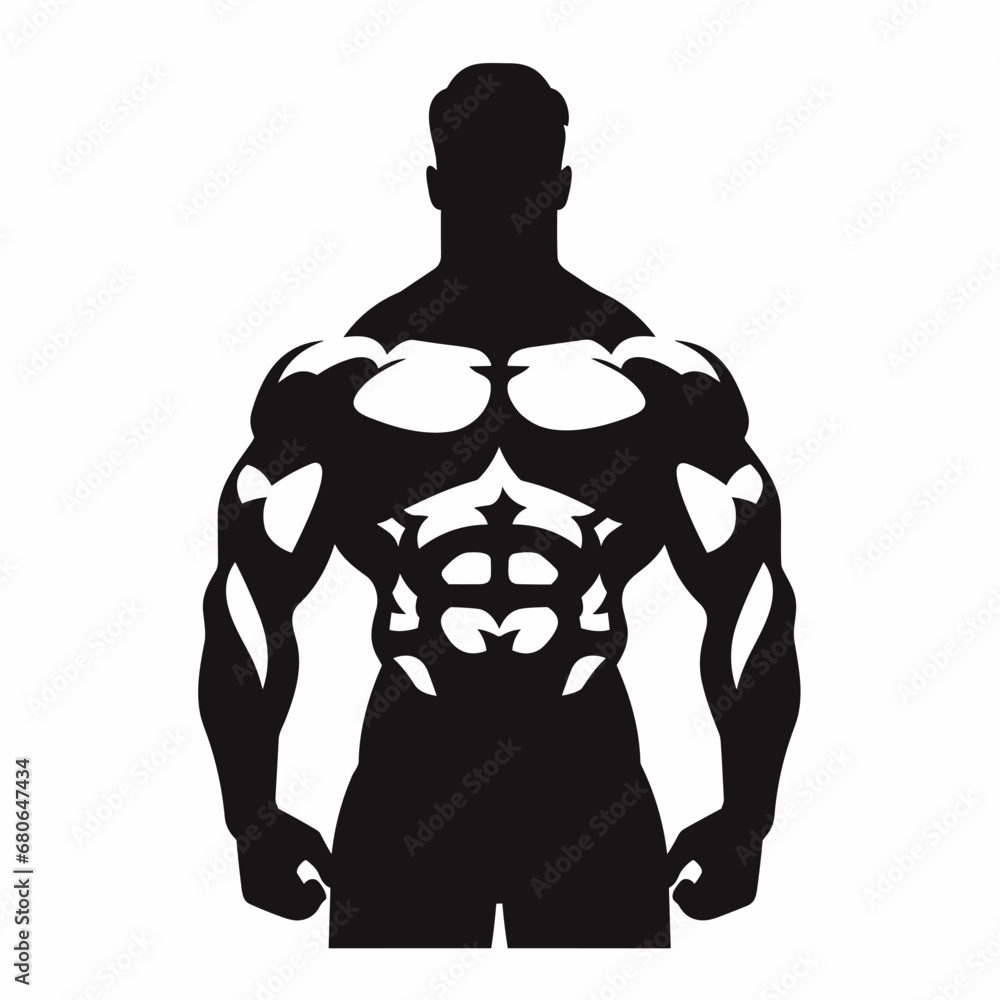 Bodybuilder black icon on white background. Bodybuilder silhouette ...