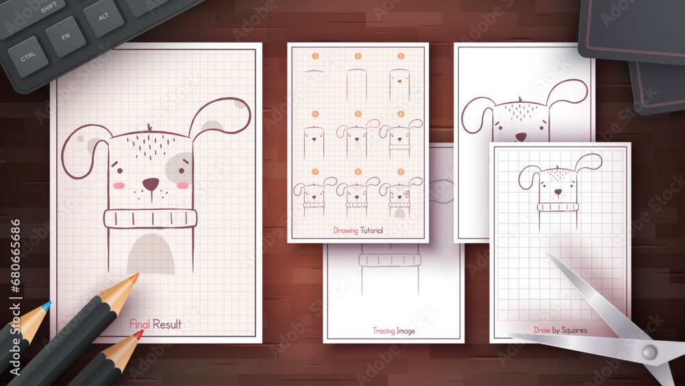 How to Draw a Dog. Step by Step Drawing Tutorial. Draw Guide. Simple ...