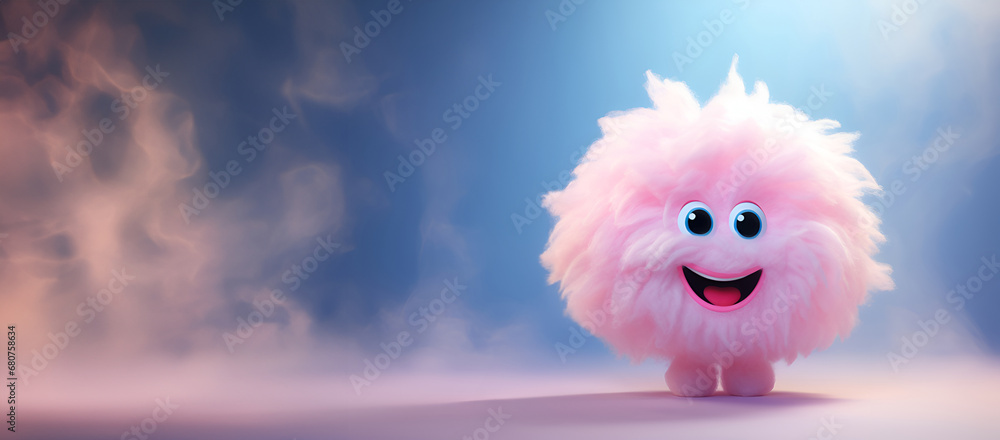 Cheerful pinky candy floss character. Stock Illustration | Adobe Stock