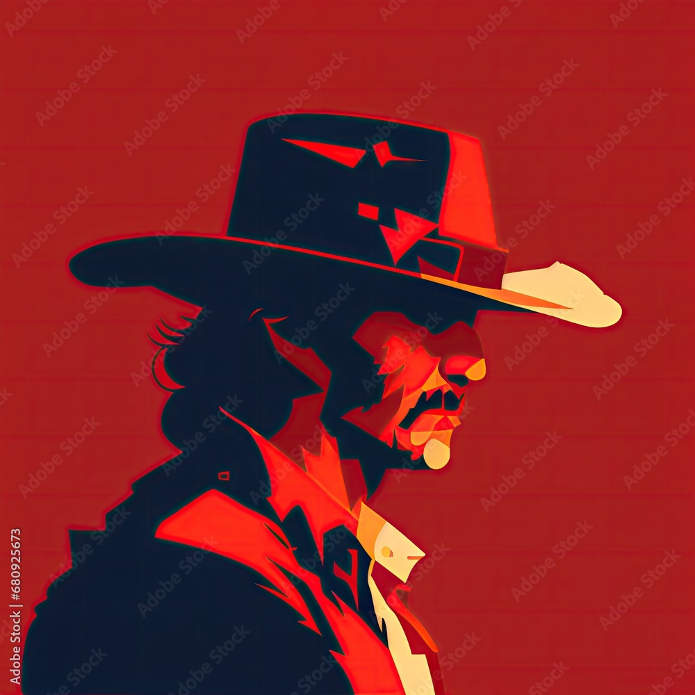 Typical Cowboy, Wild West Bandit in Traditional Stetson Hat and Shawl ...