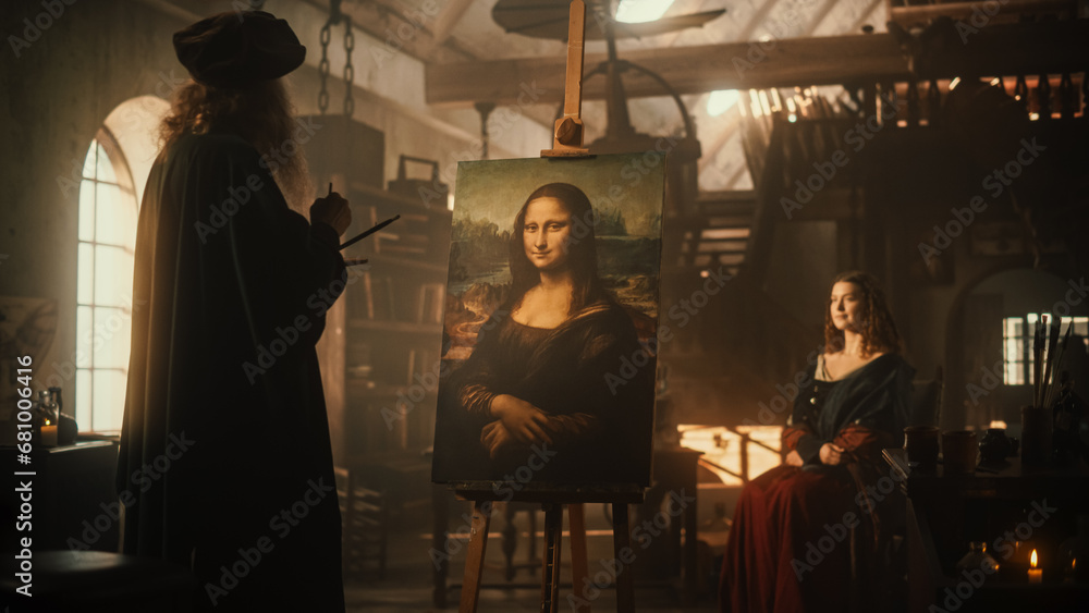 Recreation of Historical Moment: Leonardo Da Vinci Adding Details to ...