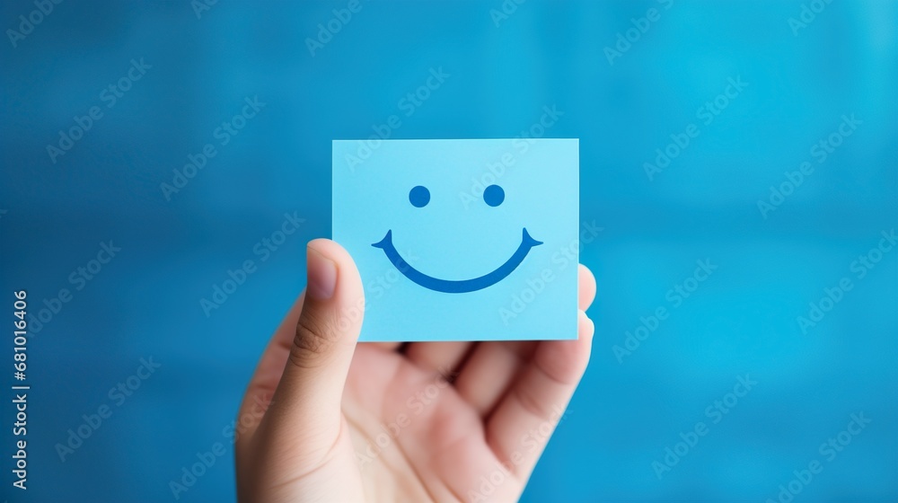 choosing happy smile face, good feedback rating and positive customer ...