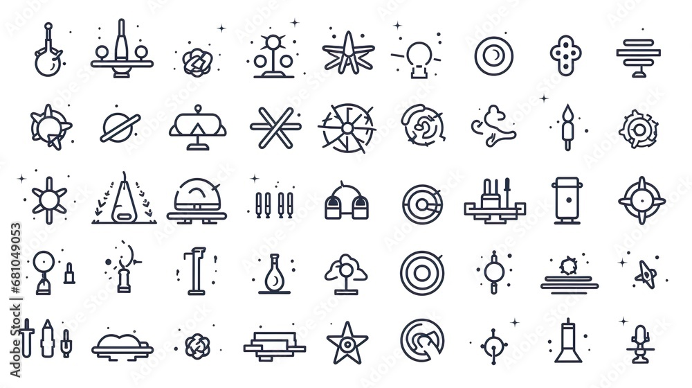 Large set of Chemistry lab and diagrammatic icons showing assorted ...