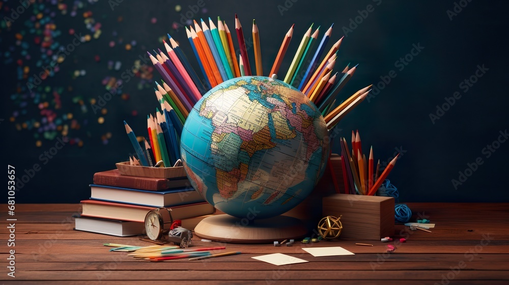 School globe illustration geography map model Stock Photo | Adobe Stock