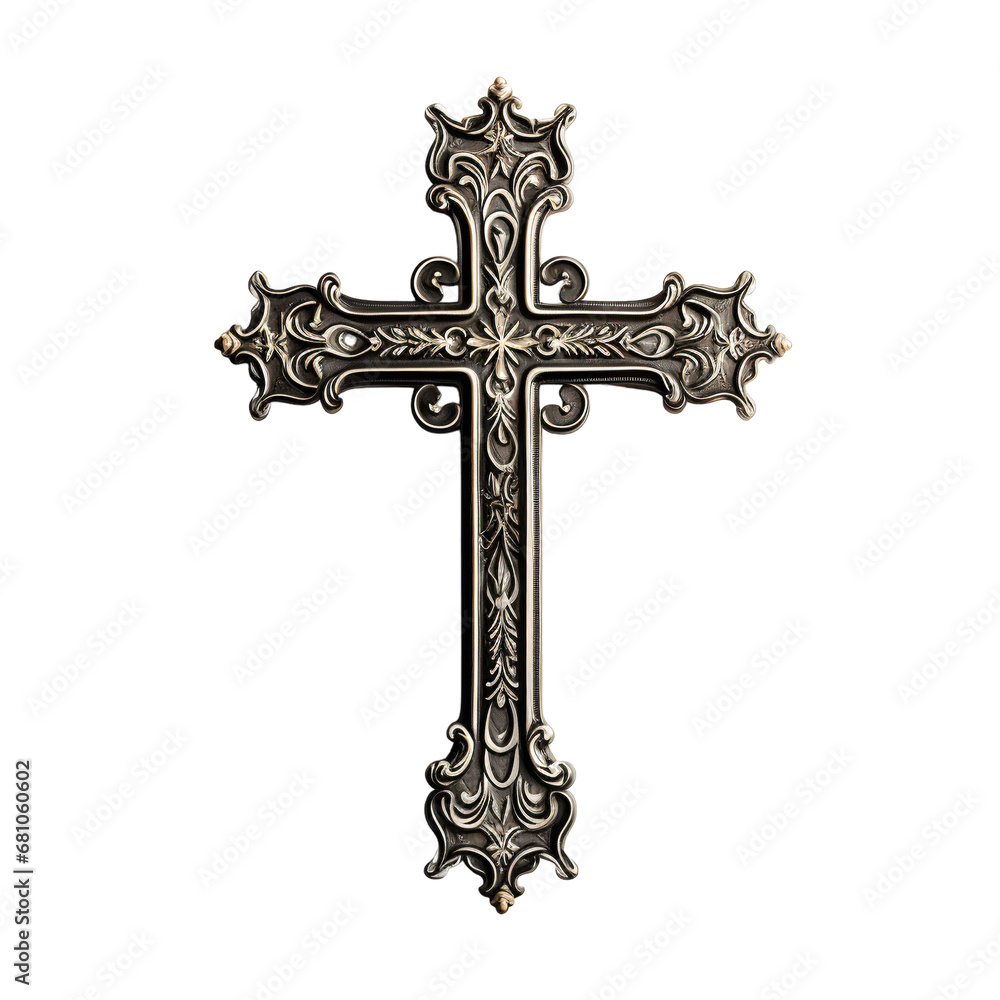 Sacred Symbol: Christian Cross Isolated on Transparent White Background ...