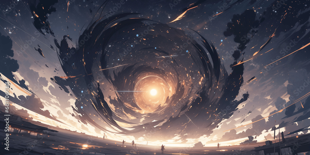 sun explosion anime art Stock Photo | Adobe Stock