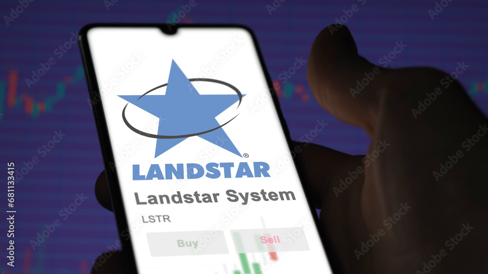 November 20th 2023. The logo of Landstar System on a giant white screen ...