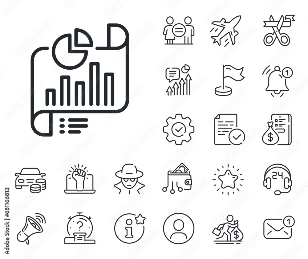 Column graph sign. Salaryman, gender equality and alert bell outline ...