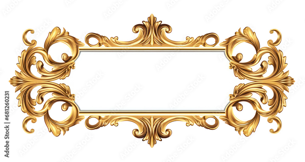 Luxury rectangular gold frame border with luxurious floral patterns ...