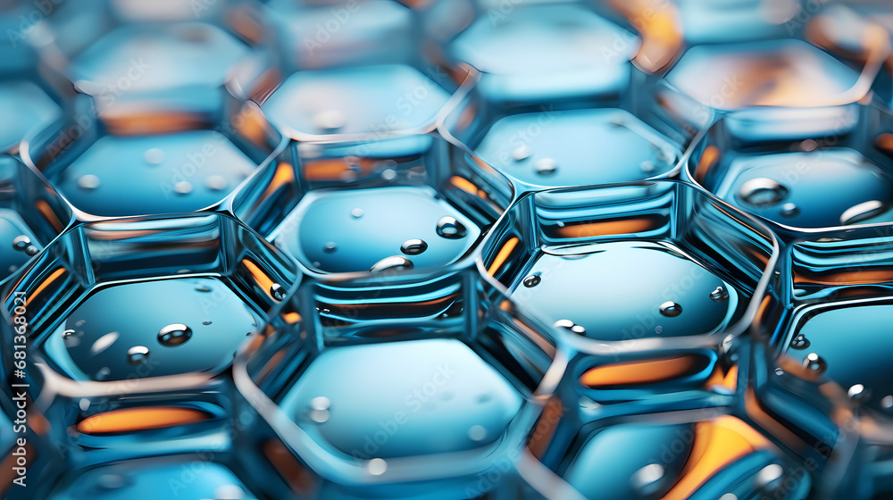 Stock-Illustration „Hexagonal water molecules magnified in a high-tech ...