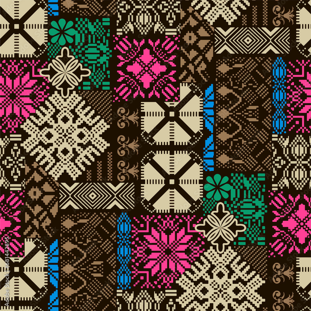 This all-over seamless textile pattern is meticulously crafted for ...