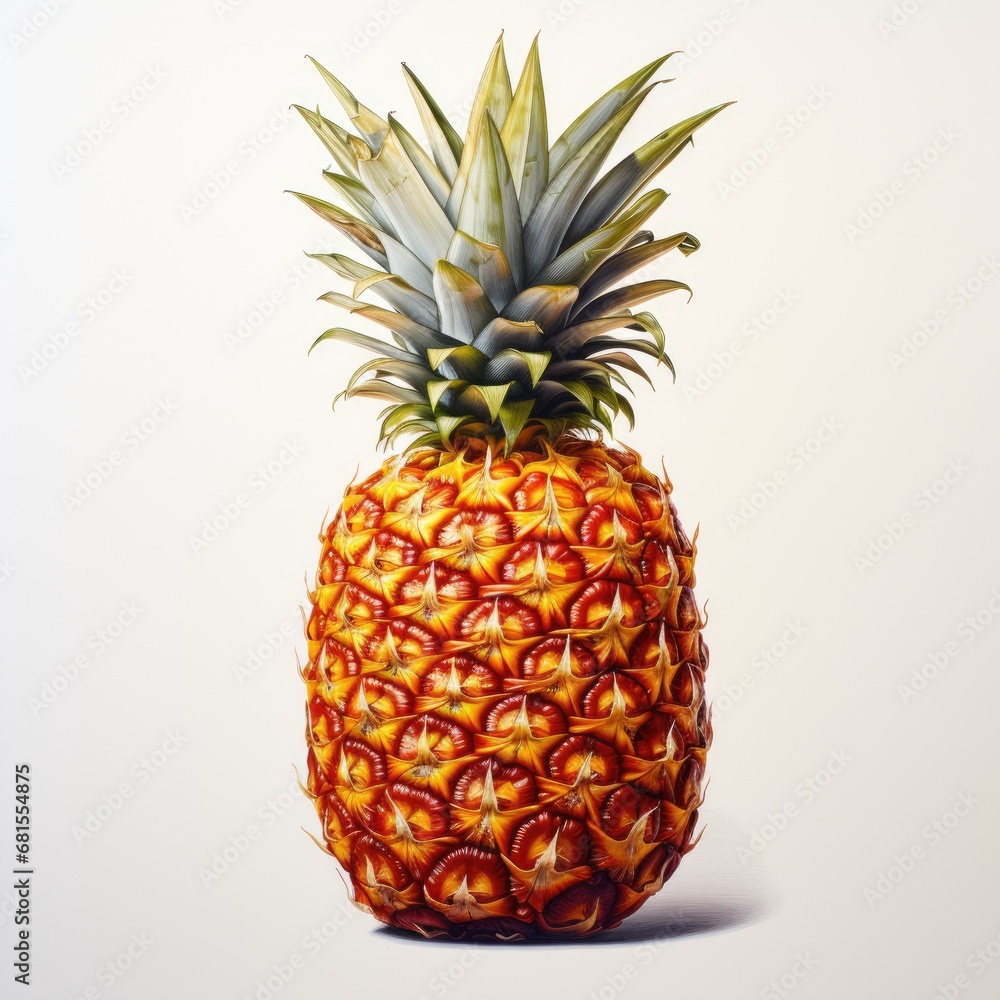 ananas detailed watercolor painting fruit vegetable clipart botanical ...