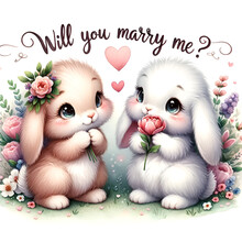 Floral Valentine Rabbits Free Stock Photo - Public Domain Pictures