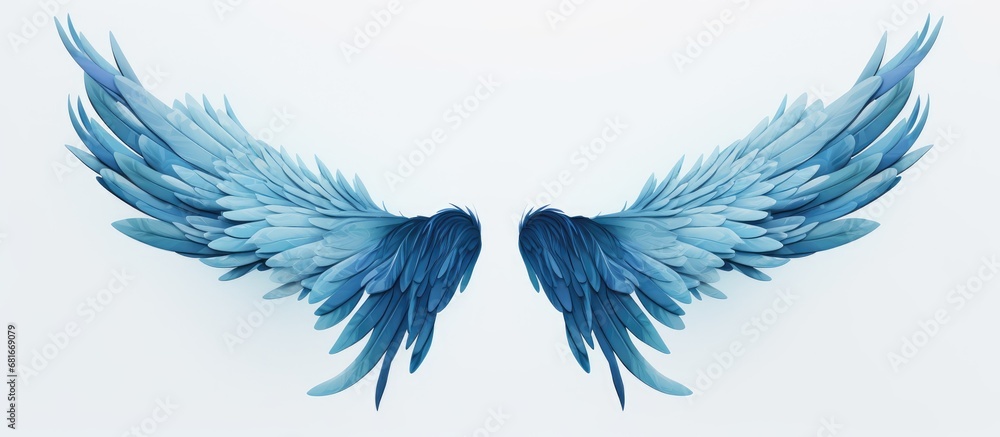 The graphic designer carefully hand-drawn a beautiful blue wing, adding ...