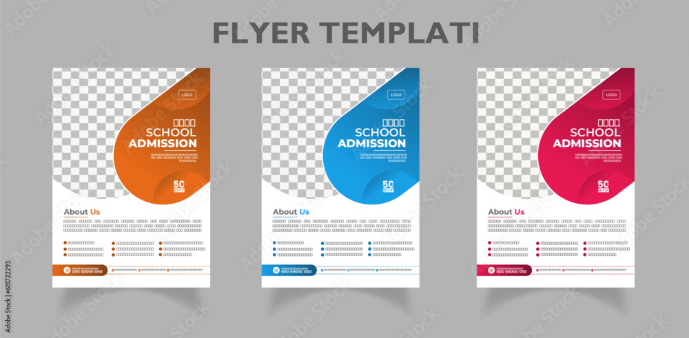 School/College/University Admission flyer set | Kids back to school ...