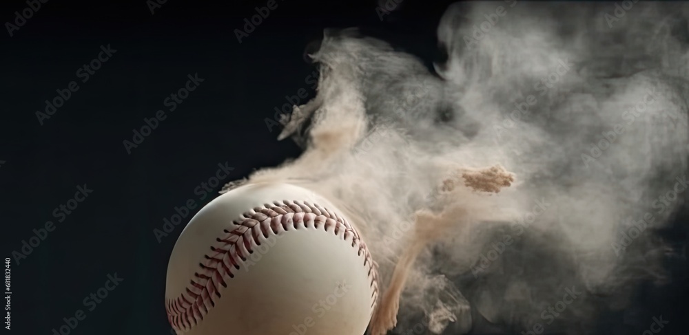 Smokey Baseball on Fire With a Trail of Smoke Behind it Generative AI ...