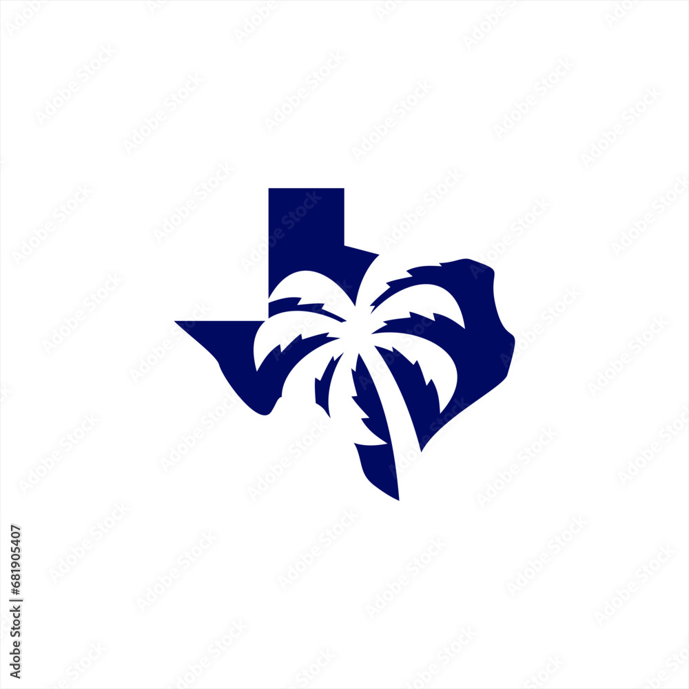 palm and texas logo design, vector, symbol, icon, sea, beach, land ...
