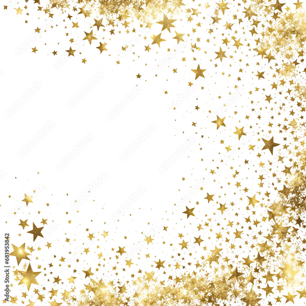 Gold sparkle splatter border. Gold stars random luxury sparkling ...