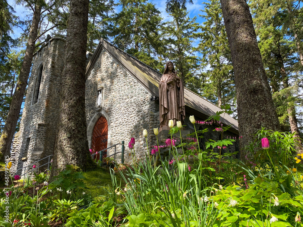 Juneau, Alaska: National Shrine of St. Thérèse. Beach stone chapel ...